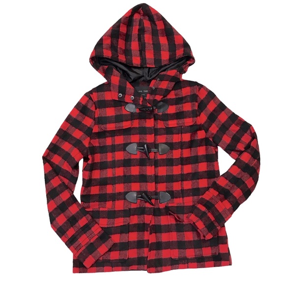 Love Tree | Jackets & Coats | Black Red Buffalo Check Lined Flannel ...